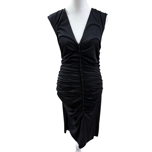 Leon Max | Dresses | Leon Max Limited Edition Silk Wool Ruched Midi ...